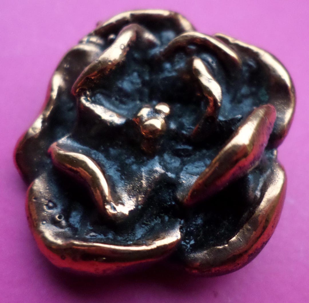 Vintage British Bakelite Flower Floral Button With Bronze Coloured Wash ...