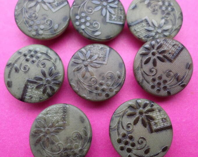 Set of 8 Vintage Carved Tagua Nut Buttons With Floral Pattern 1/2" Dia ...
