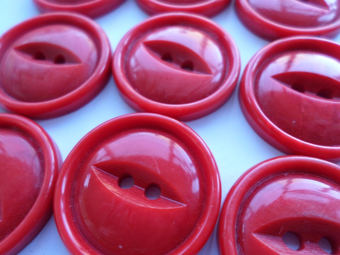 Set of 10 Red Vintage Plastic Fisheye Buttons 7/8" Dia - Ideal for ...