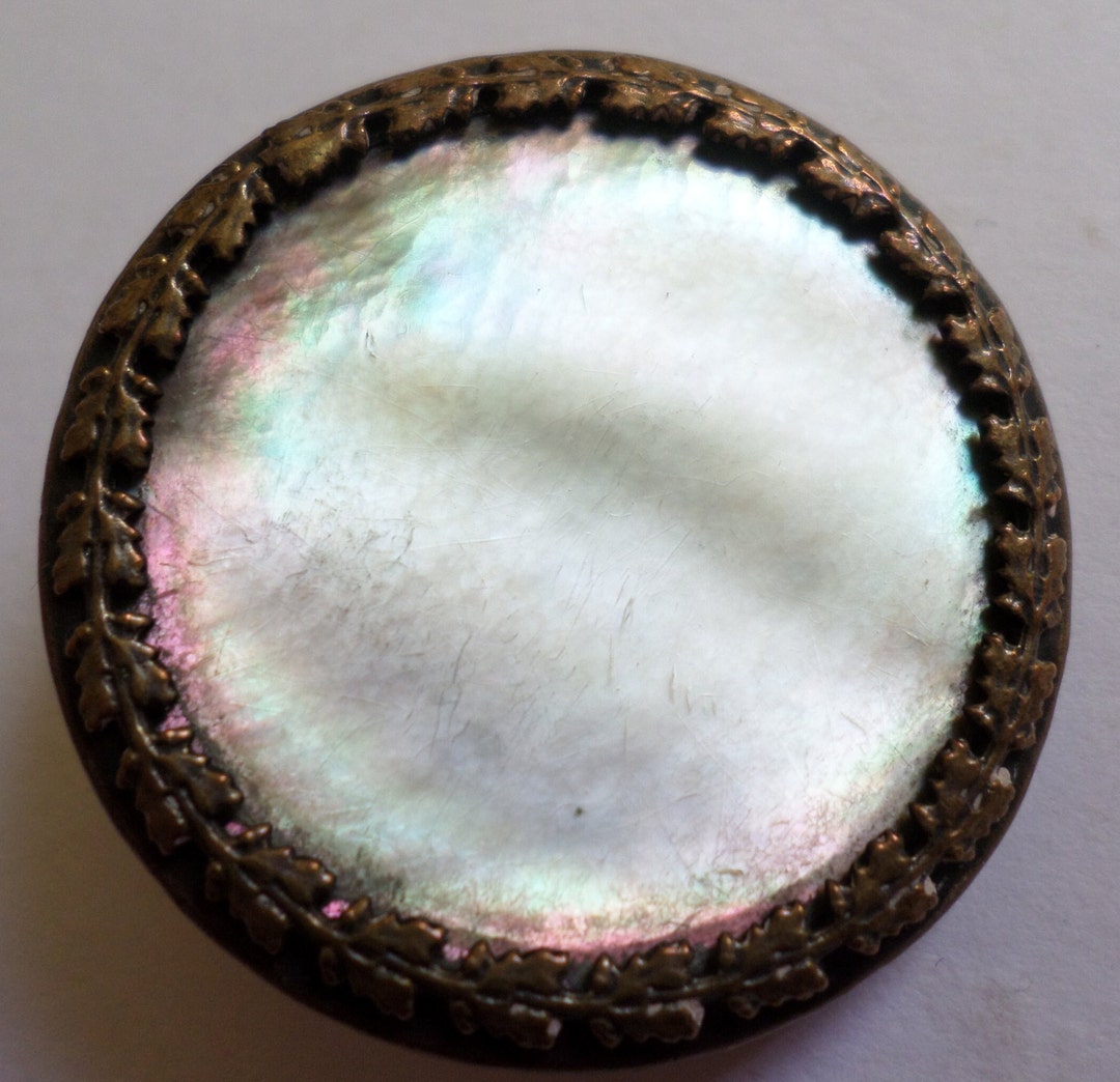Antique Depose Paris Mother of Pearl Button Encased in Gold Tone Metal ...