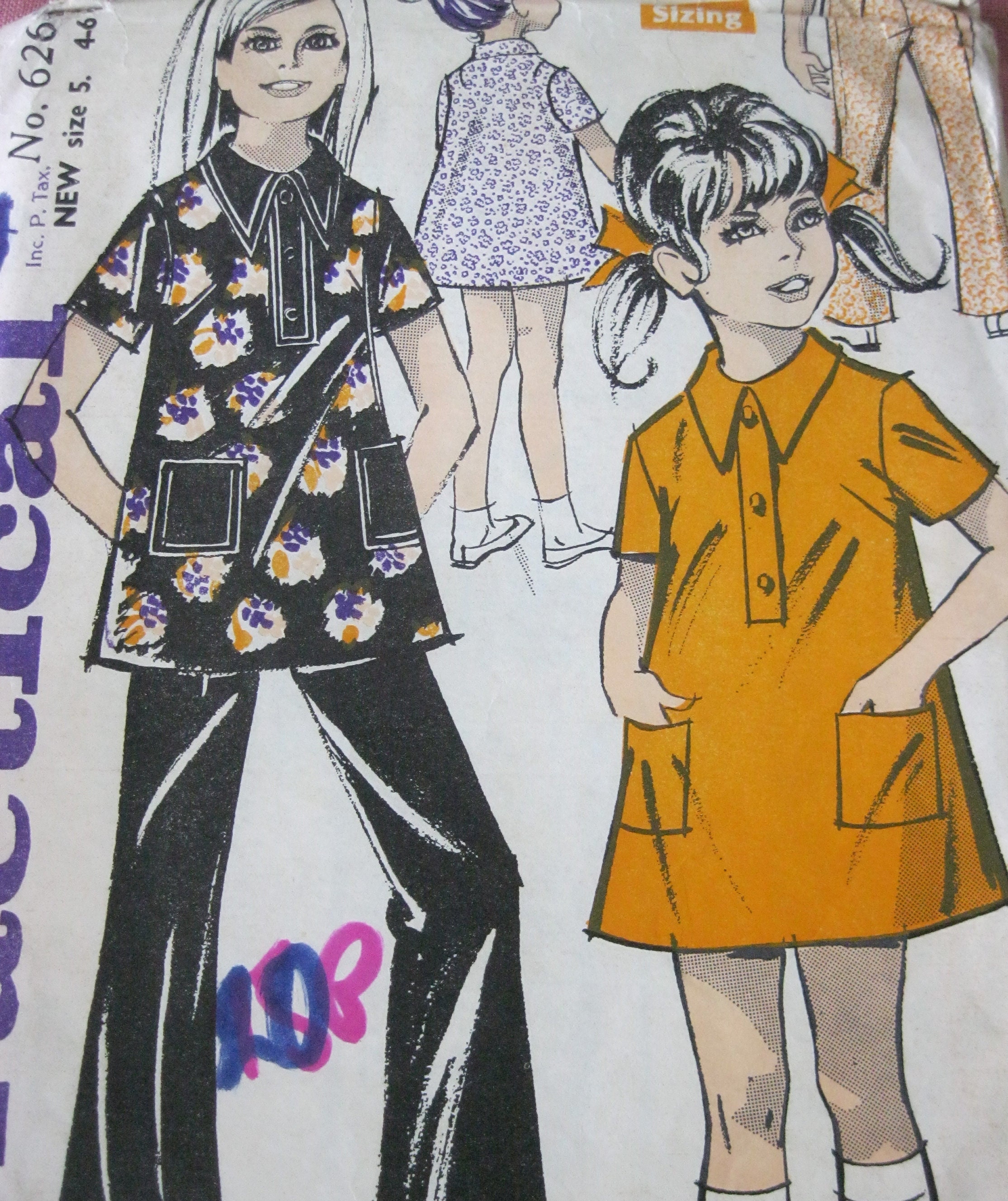 Vintage 1960's Practical Sewing Pattern 6268 Childs Girls Dress and ...
