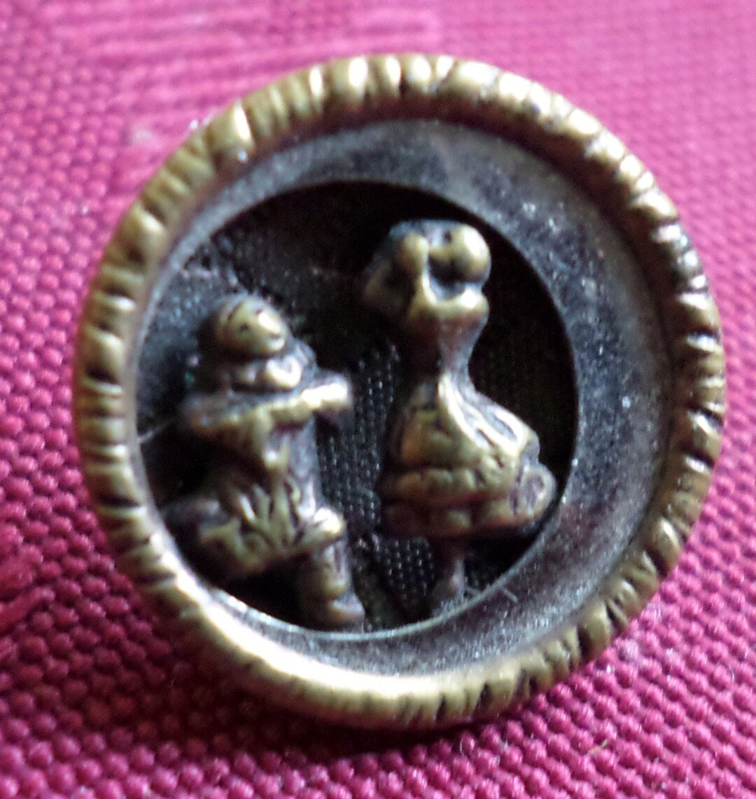 Antique Metal Pagliacci Clown Opera Crescent Moon Button Has Hammered ...