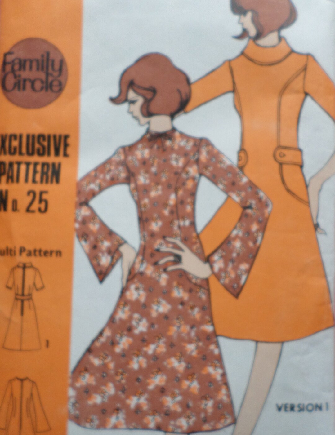 Vintage Family Circle Sewing Pattern 25 - Ladies Fitted Dress - Multi ...