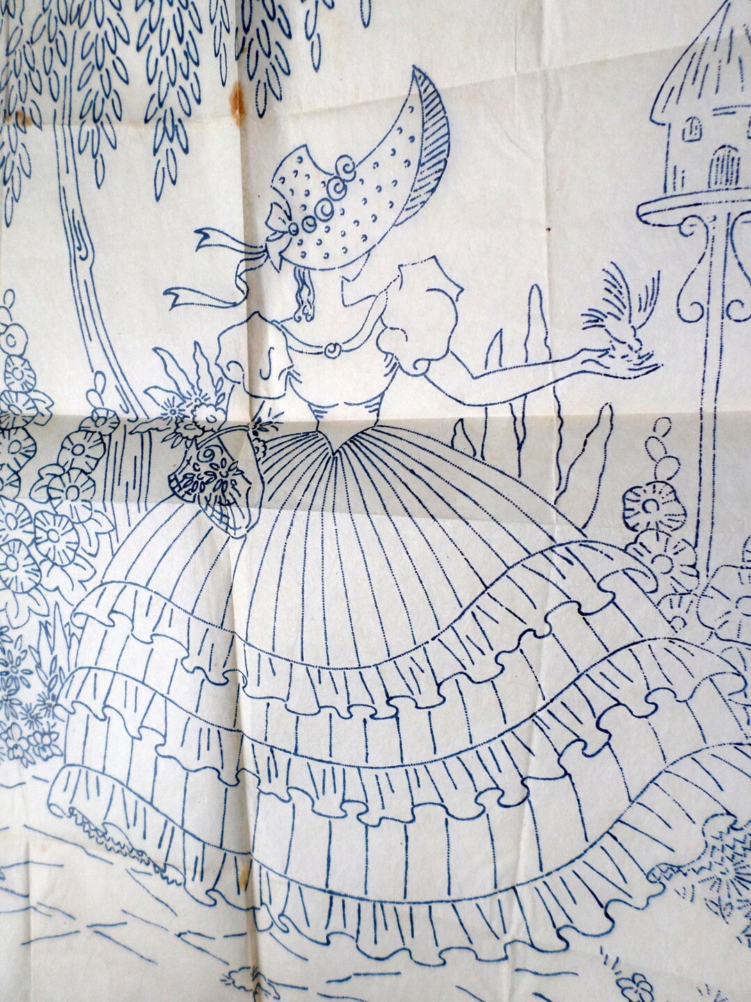 Vintage Crinoline Lady in Garden Embroidery Transfer by Everywoman No ...