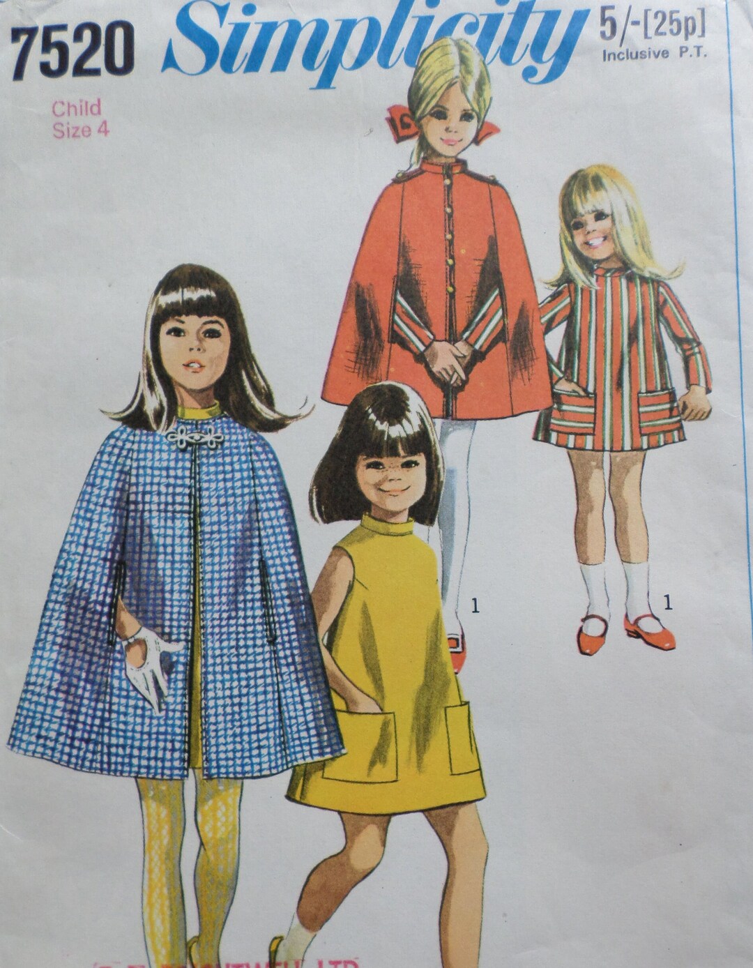 Vintage Simplicity Sewing Pattern 7520: Girls Cape & Dress, Size 4 - Etsy