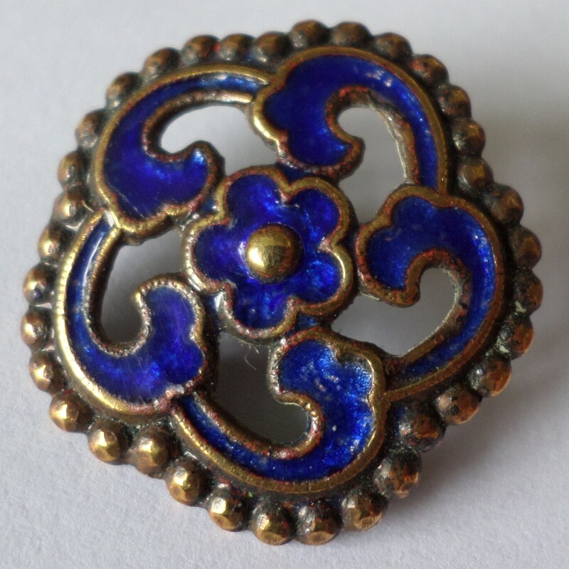 Antique Enamel Button - Etsy
