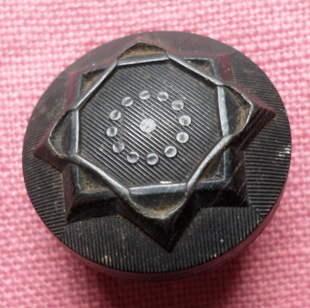 Antique Black Horn Button With Central Star Design by LCJ&F Caen Has ...