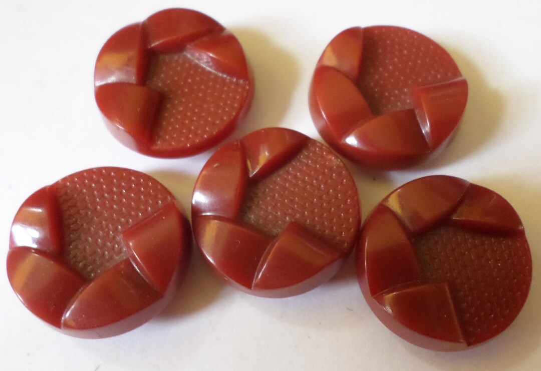 Set of 5 1920's Art Deco Red/brown Plastic Self Shank Buttons - 3/4 ...