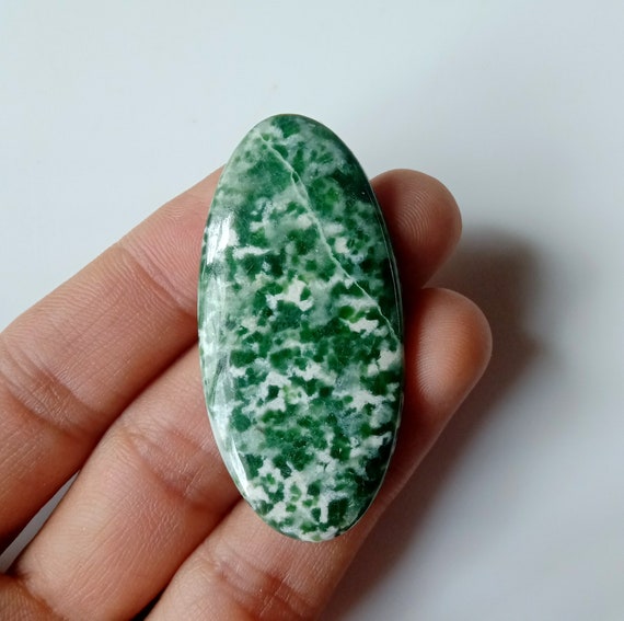 NATURAL GREEN DOT Jade Gemstone 47Ct Green Dot Jade Cabochon | Etsy