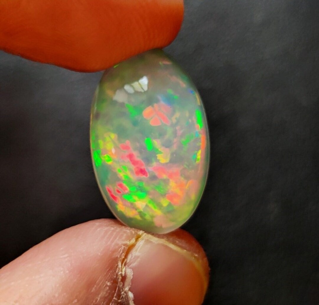 10 Ct Pin Fire Honeycomb Pattern Bright 5/5 Natural Ethiopian Opal Welo ...