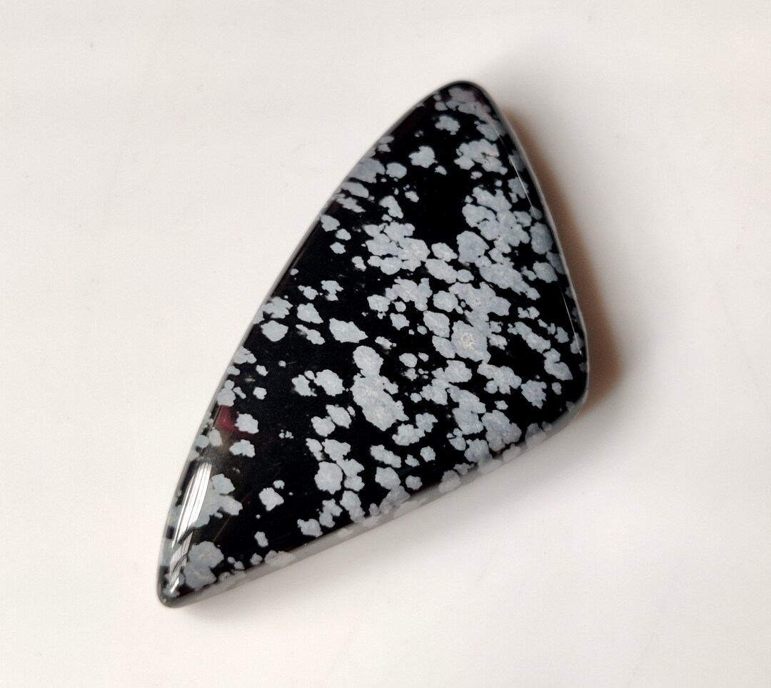NATURAL SNOW FLOKE Obsidian Gemstone 49ct Good Quality Smooth Cabochon ...