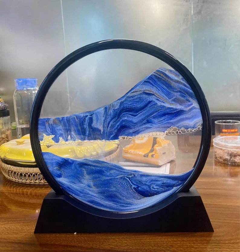 5/7/12 Inch Moving Sand Art Picture Round Glass Ocean Sandscape ...