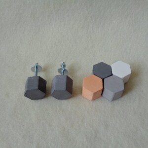 Hexagon Knobs, Set of 2, Concrete Knobs, Colored With Natural Pigments, Concrete Button Knob ...