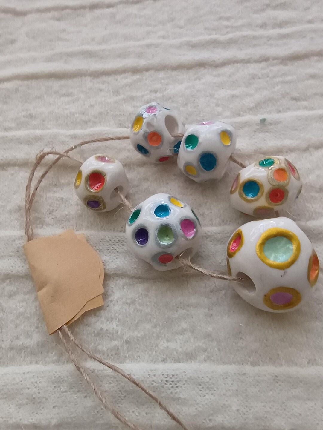 Handmade Ceramic Dot Beads, Jewelry Making Supplies, Art Beads, Lot of ...