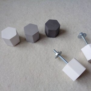 Hexagon Knobs, Set of 2, Concrete Knobs, Colored With Natural Pigments, Concrete Button Knob ...
