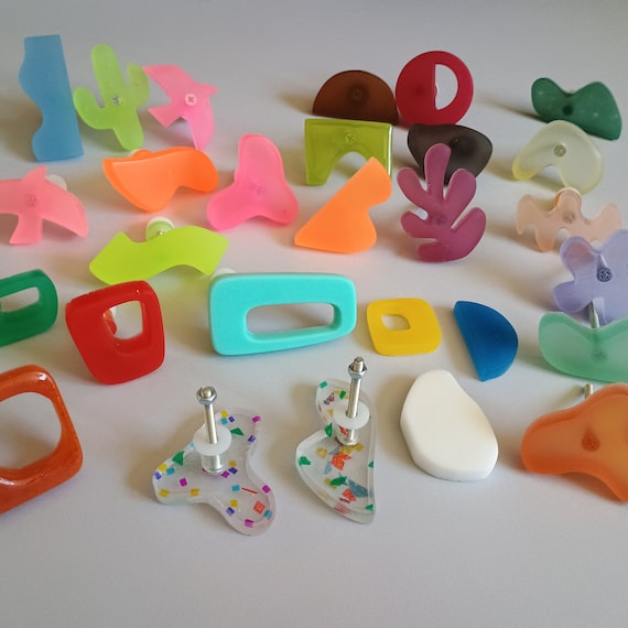 Mid Century Modern Knobs Retro Modern Knobs Matisse Shapes Neon Knobs Funky Door Handles Craft Made Cabinet Knobs Nursery Knobs Etsy