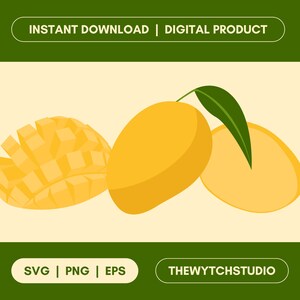 Mango SVG, Yellow Mango, Cricut, Cameo Silhouette, Printable, Instant ...