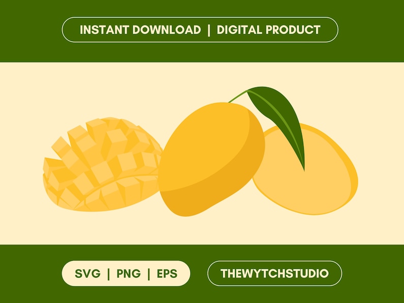 Mango SVG, Yellow Mango, Cricut, Cameo Silhouette, Printable, Instant ...