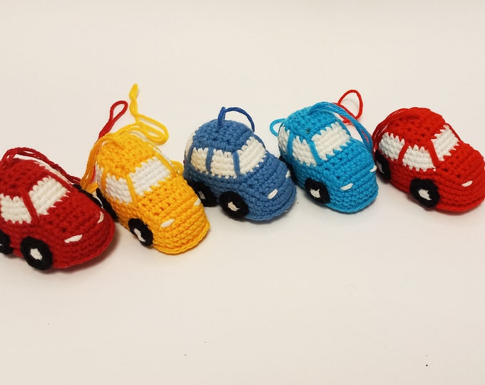Handmade, Sew on Patches , Crochet Applique, 3 Small Crochet Cars ...