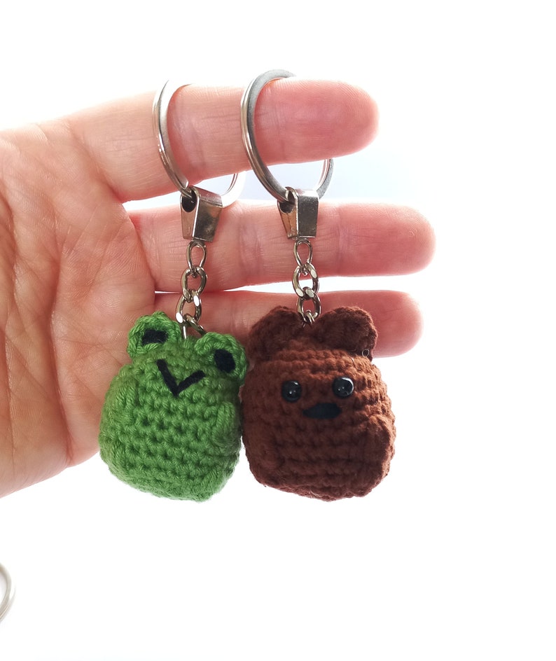 Cute Crochet Keychain, Crochet Frog Keychain, Crochet Bee Keychain ...