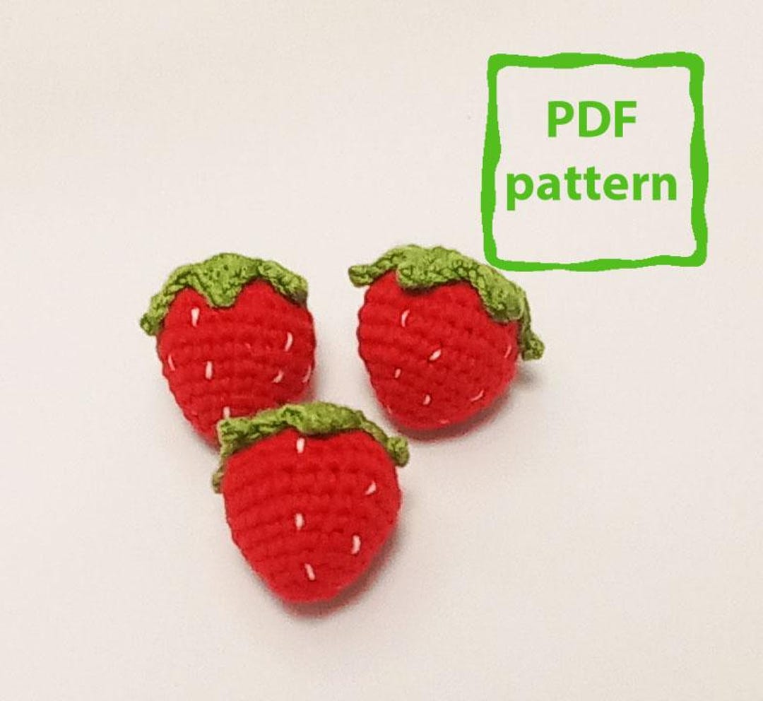 Strawberry Crochet Pattern PDF, Cute Amigurumi Accessory, Summer ...