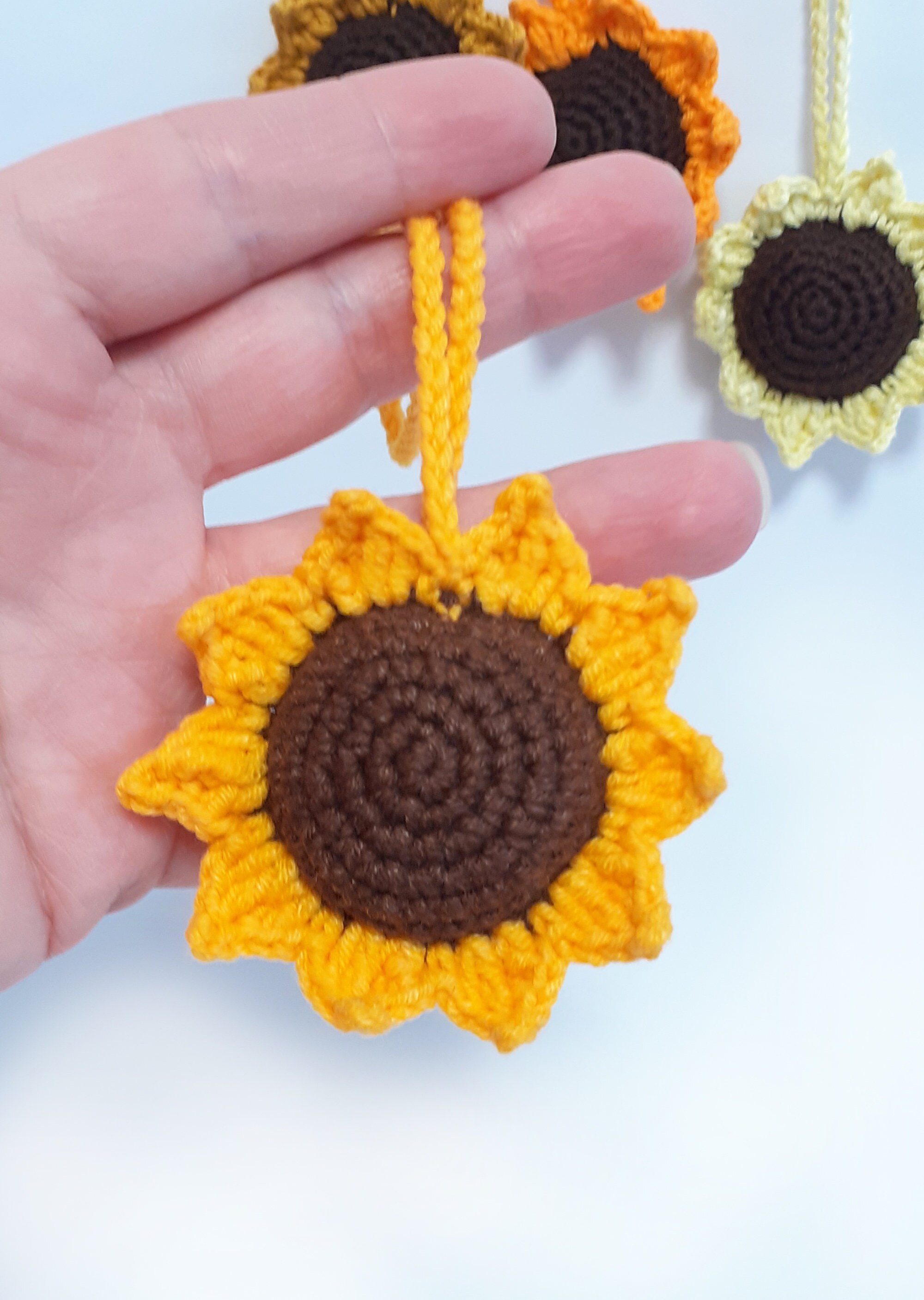 Crochet Sunflower Car Hanging Crochet Car Accessories Crochet Gift for ...