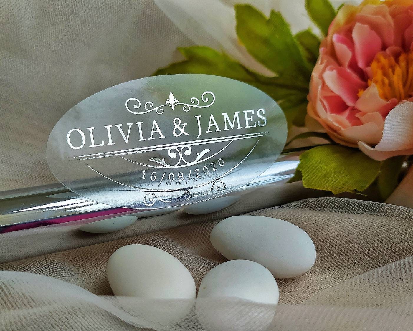 Personalized Foiled Wedding Transparent Sticker With Names and - Etsy