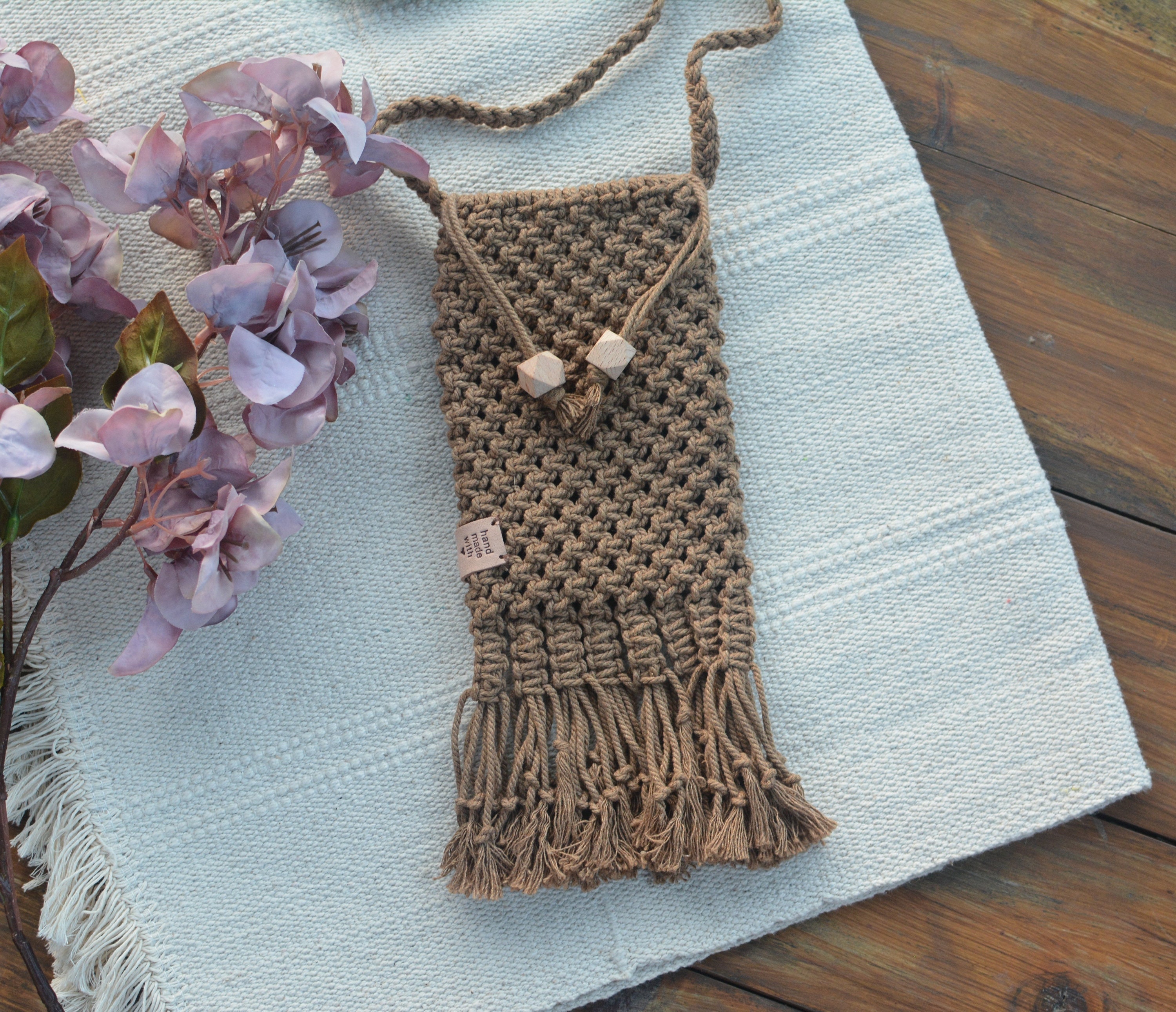 Macrame Cell Phone Bag, Crossbody Mobile Phone Pouch, Mobile Phone ...