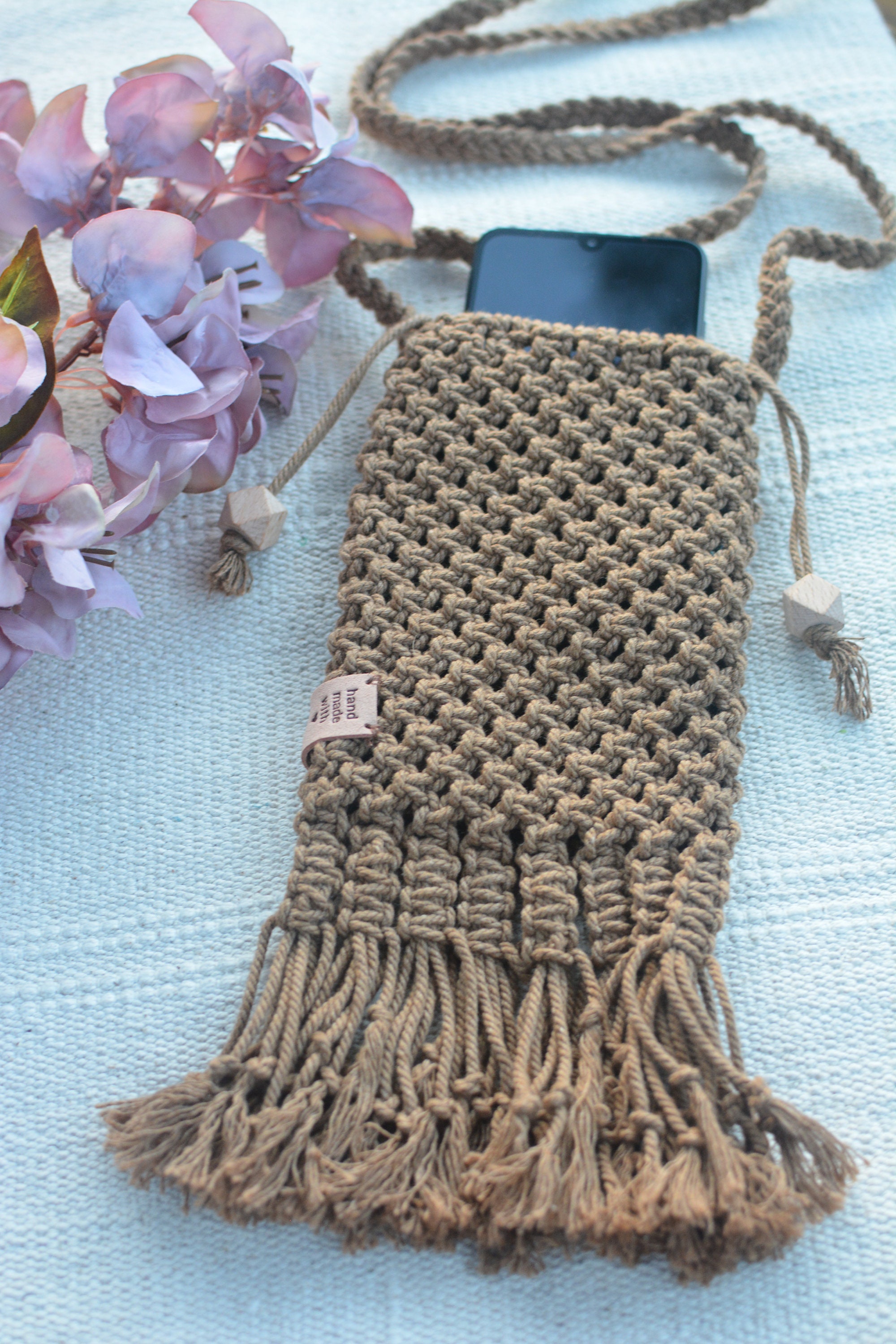 Macrame Cell Phone Bag Crossbody Mobile Phone Pouch Mobile - Etsy