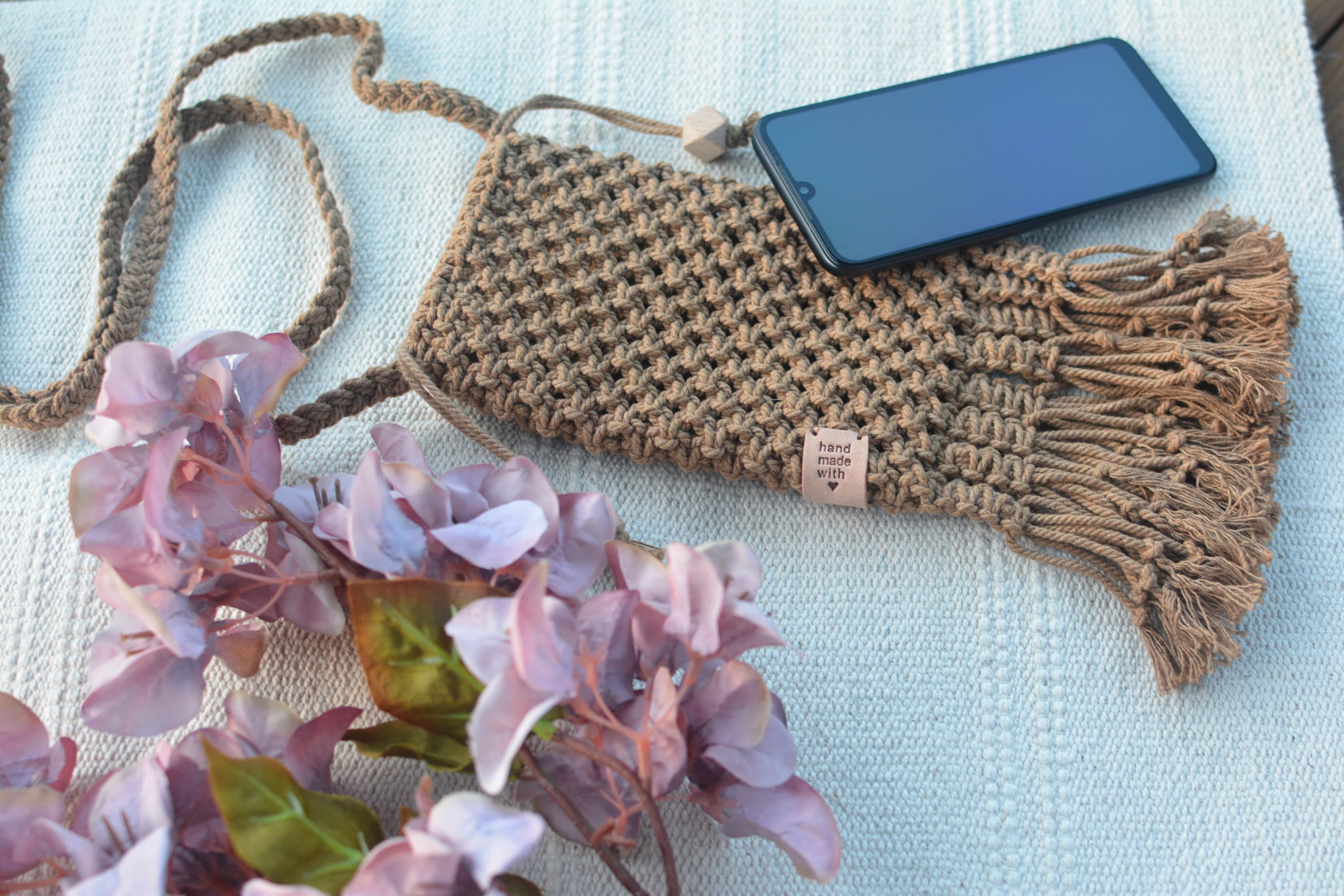 Macrame Cell Phone Bag, Crossbody Mobile Phone Pouch, Mobile Phone ...