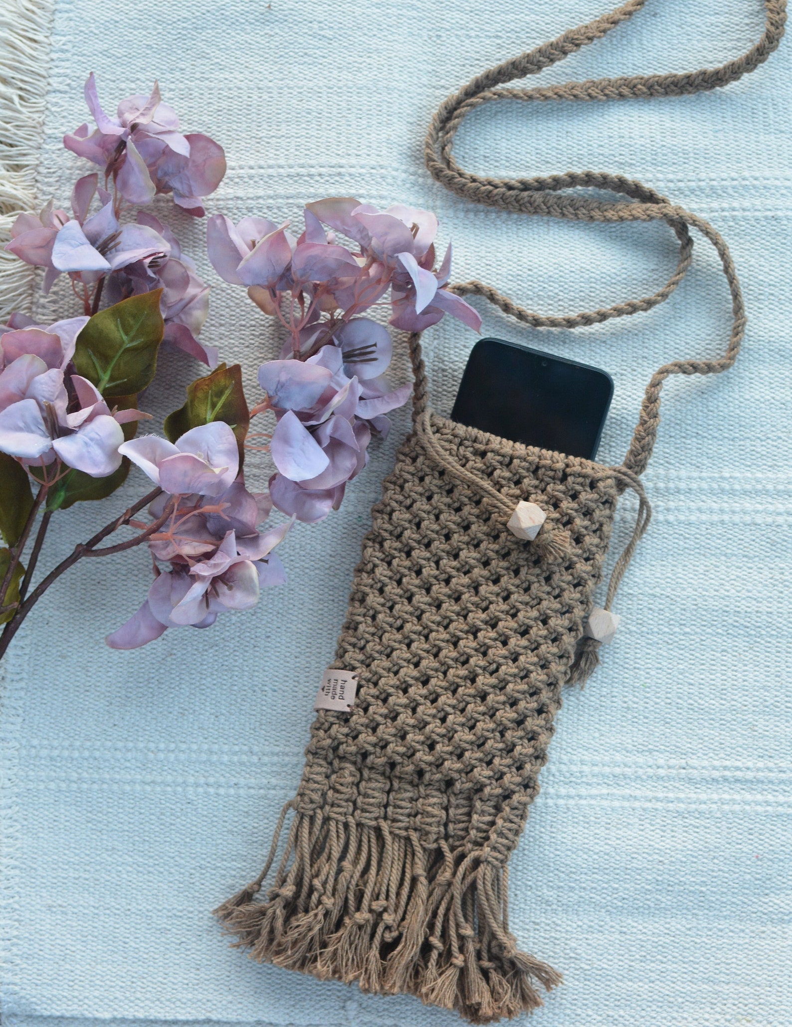 Macrame Cell Phone Bag, Crossbody Mobile Phone Pouch, Mobile Phone ...