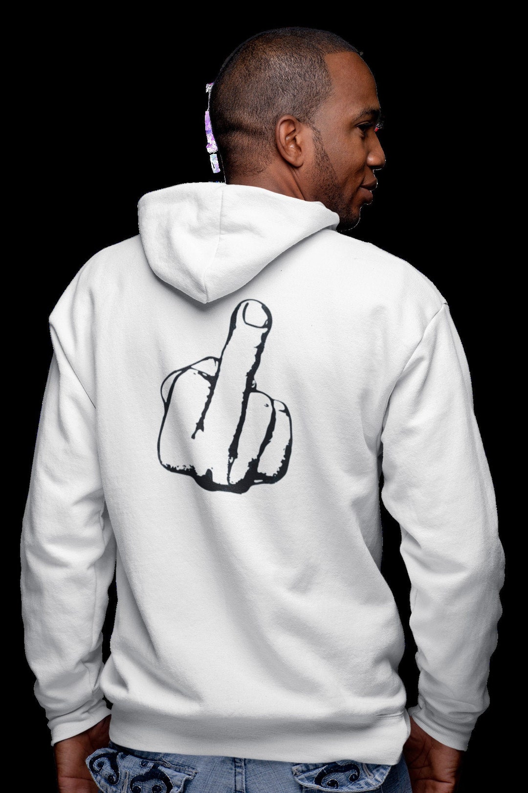 Middle Finger Hoodie, Option to Get Print on Front - Etsy