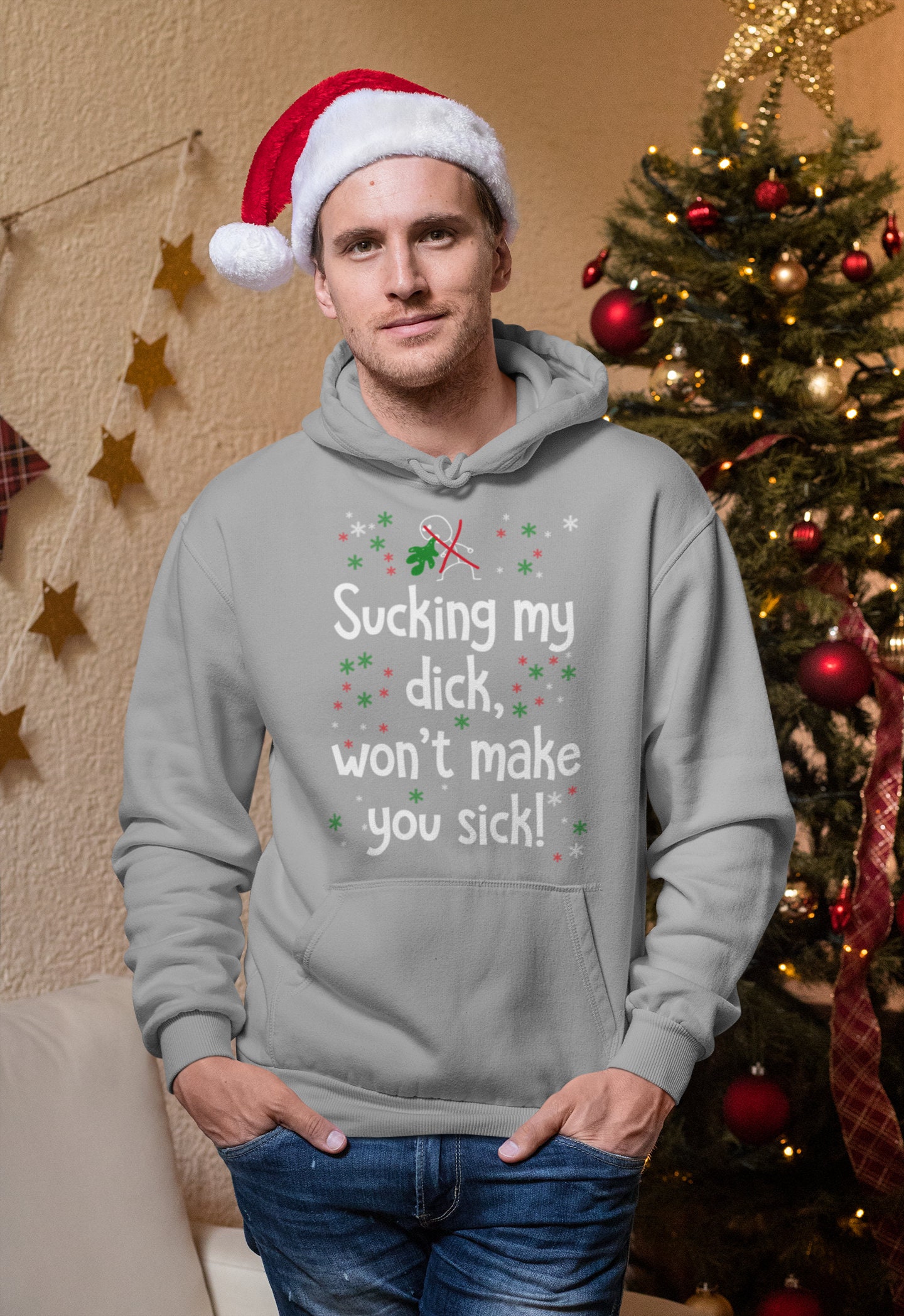 Sucking My Dick Wont Make You Sick Ugly Christmas Jumper Hoodie