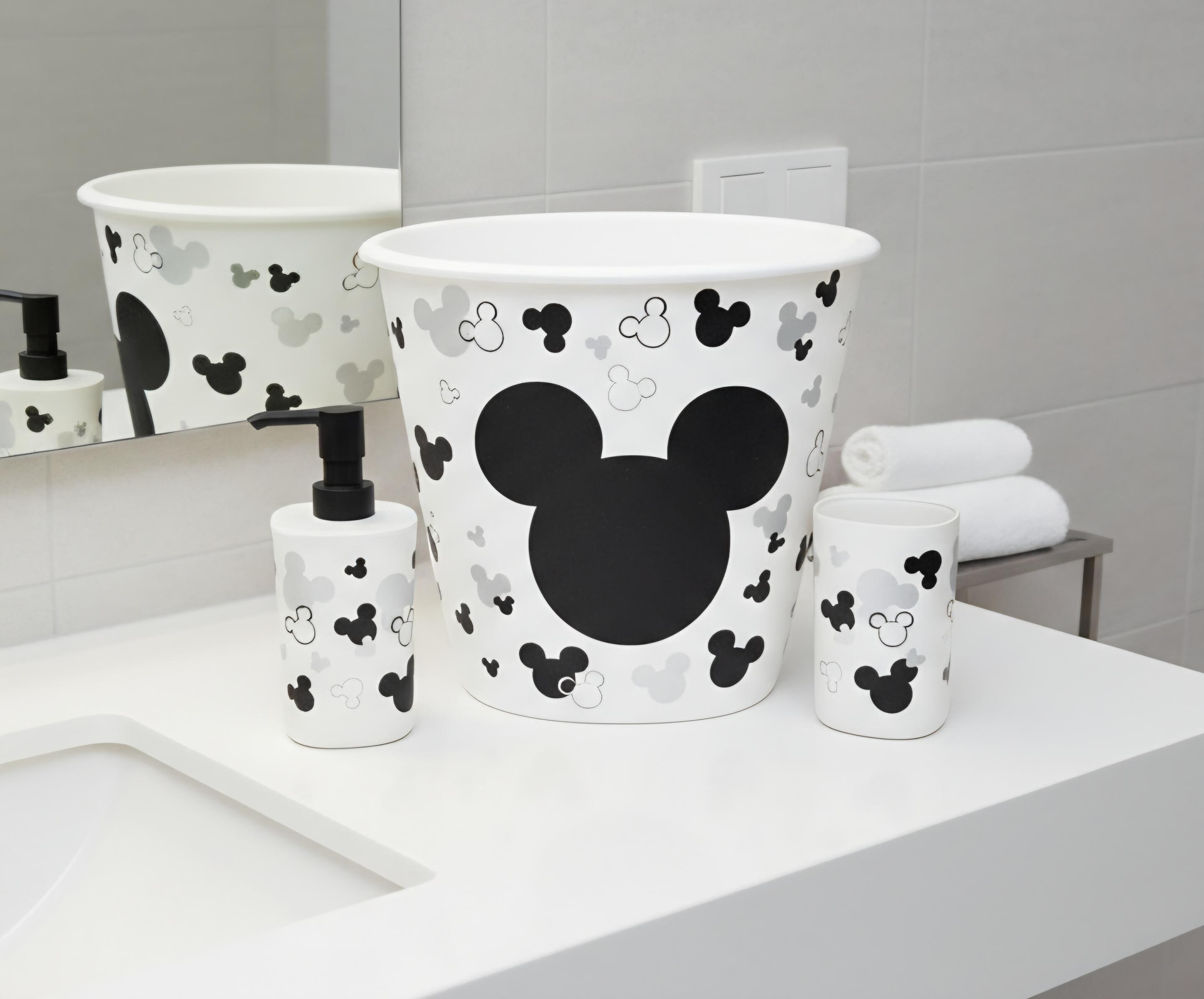 Bathroom-soap Dispenser-wastebasket-toothbrush Holder-mickey Mouse ...