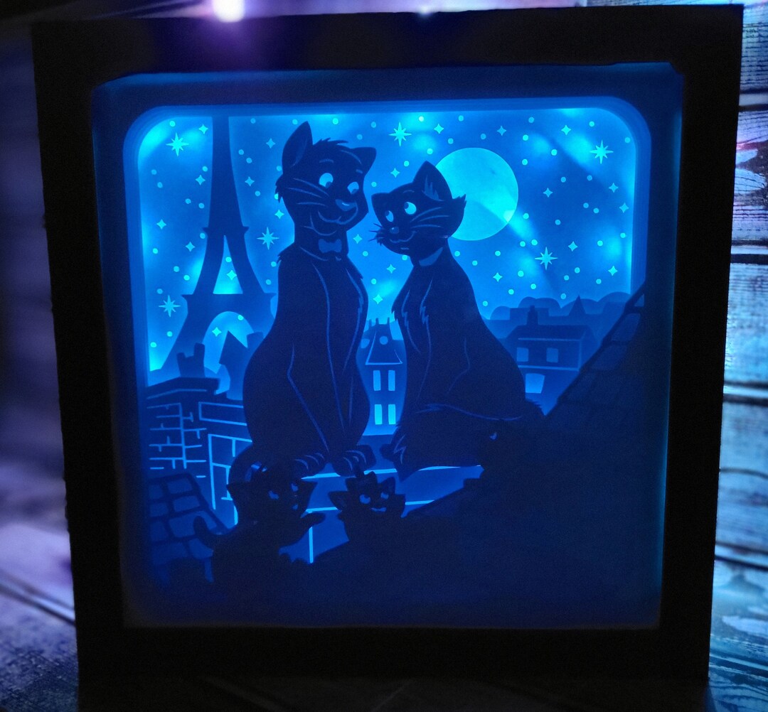 Shadow Box Nightlight Aristocats-night Light-shadow Box-disney Inspired ...
