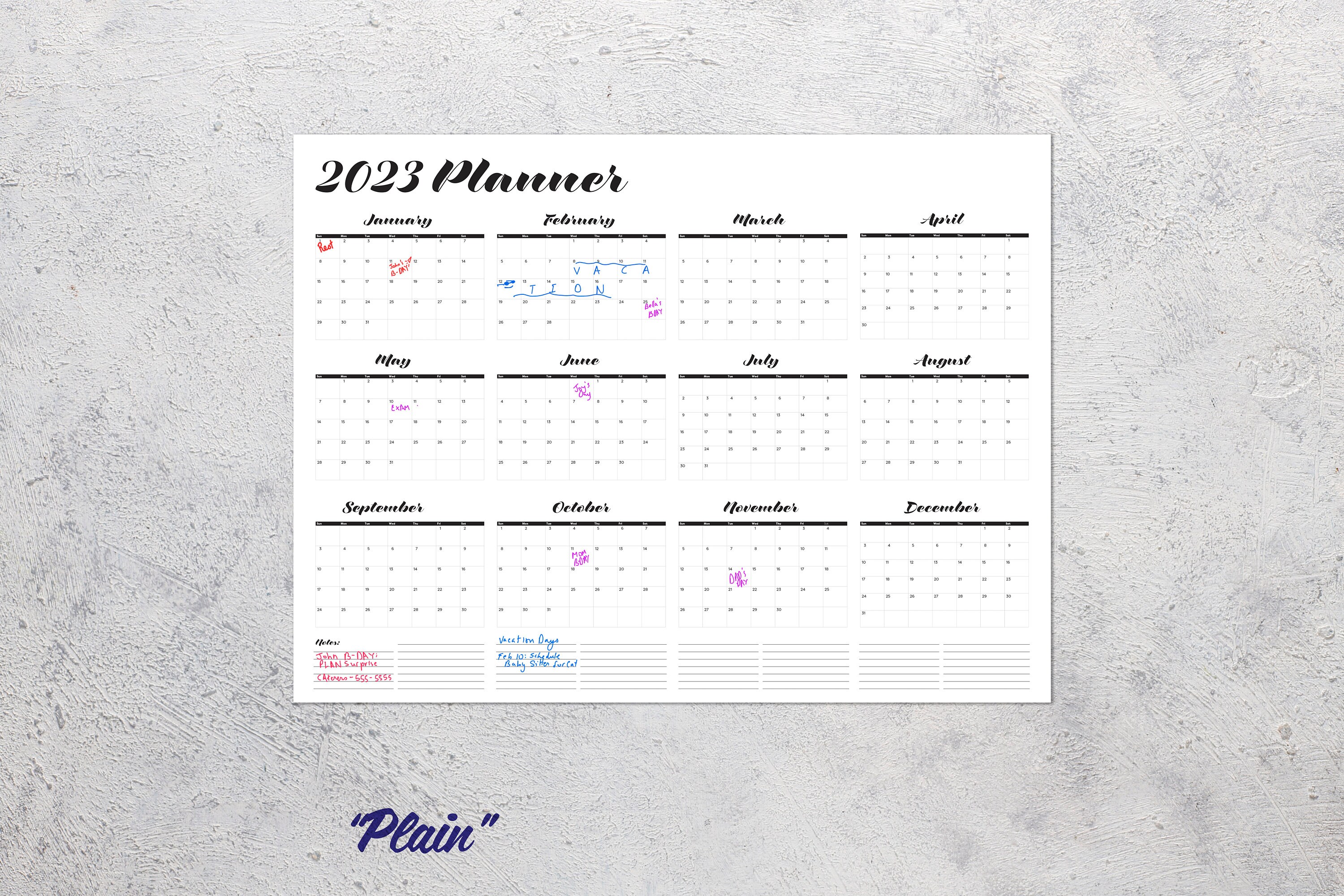 2023 Wall Calendar and Planner Printable Wall Calendar 24 X 18 Inches ...