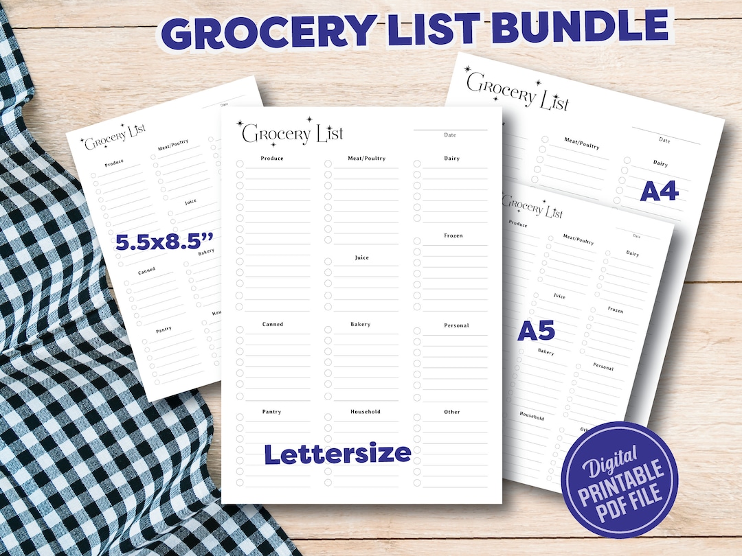 Grocery Shopping Itemized List - Printable Digital Download - Etsy