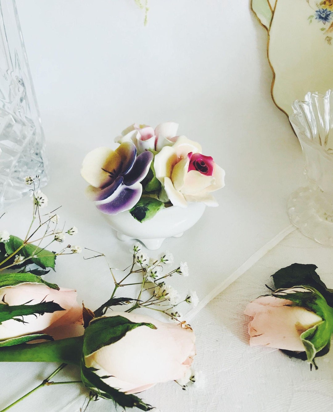 Vintage Hand Made Aristocrat Bone China Floral Posy Display. - Etsy