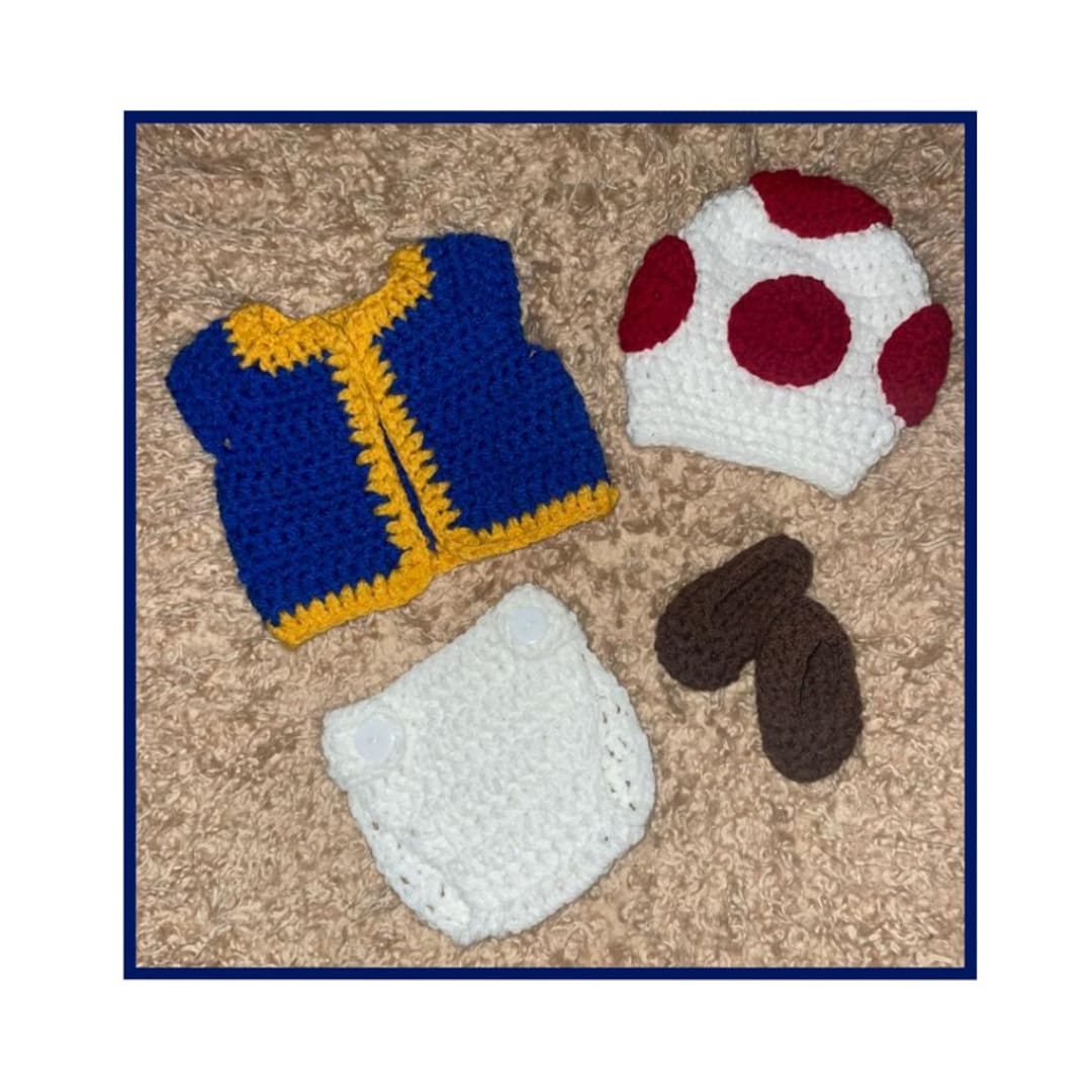 Toad Super Mario Toadstool Inspired Baby Photoshoot Outfit Crochet Baby ...