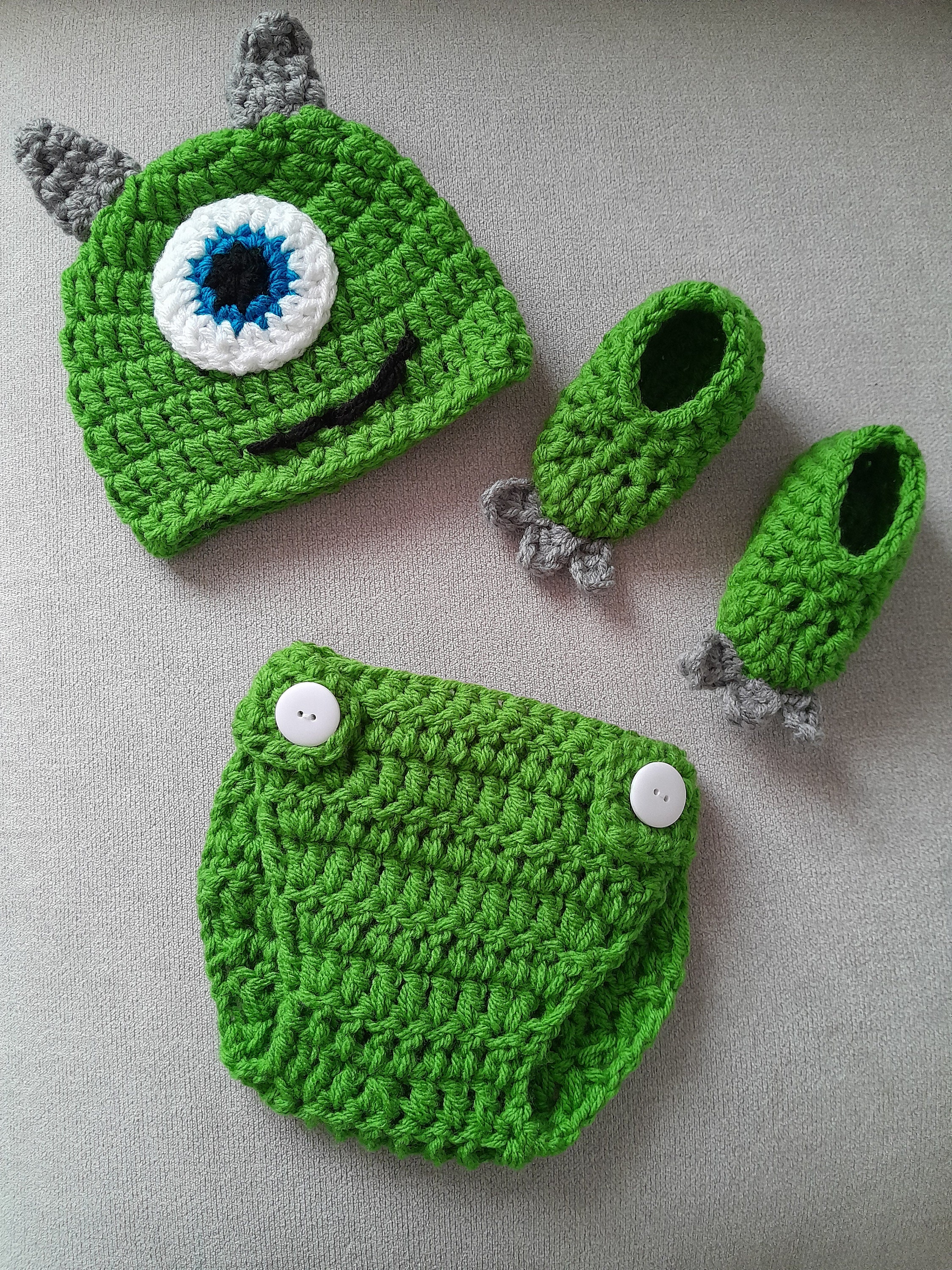 Monsters Inc Mike Wazowski Inspired Knitted Outfit Crochet Photo Prop ...