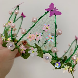 Fairy Princess Crown With Pink White Flowers Fairy Garden Birthday ...