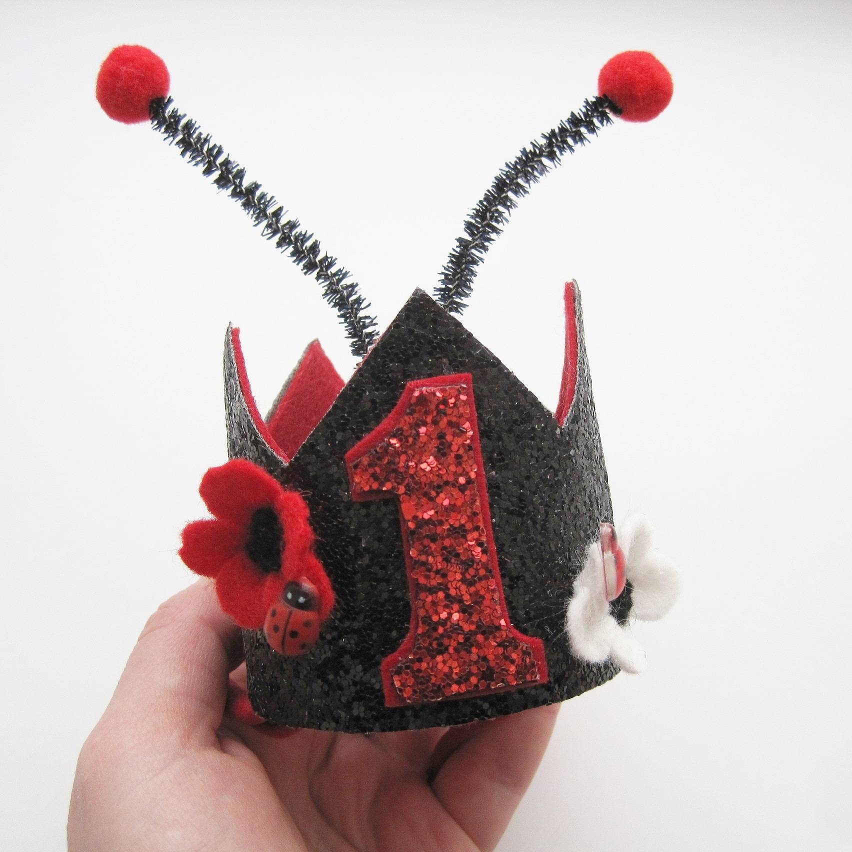 Ladybug 1st Birthday Crown, Glitter Party Hat - Etsy