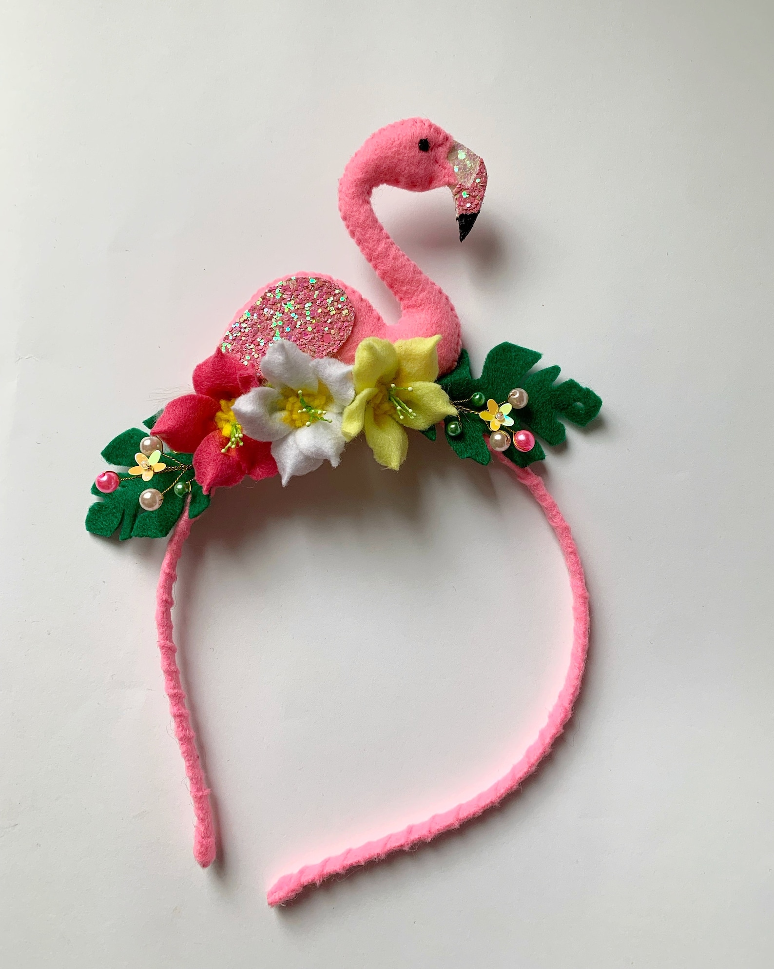 Pink Flamingo Headband, Tropical Flower Crown, Birthday Headpiece - Etsy