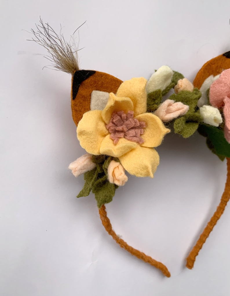 Floral Fox Ear Headband, Handmade Felt Woodland Headband - Etsy