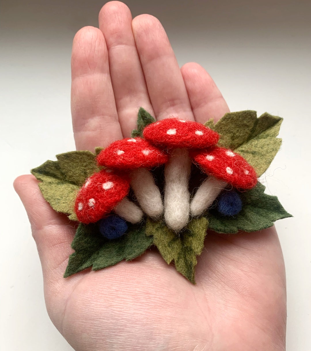 Needle Felted Red Mushrooms Hair Clip Barrette Cottage Core Accessory ...