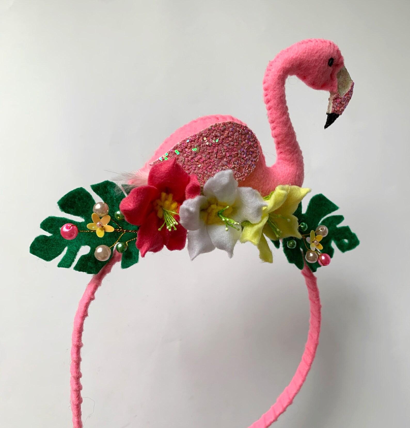 Pink Flamingo Headband, Tropical Flower Crown, Birthday Headpiece - Etsy