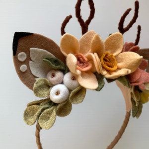 Fawn Ears Flower Crown Headband: Deer Antler Floral Headpiece - Etsy