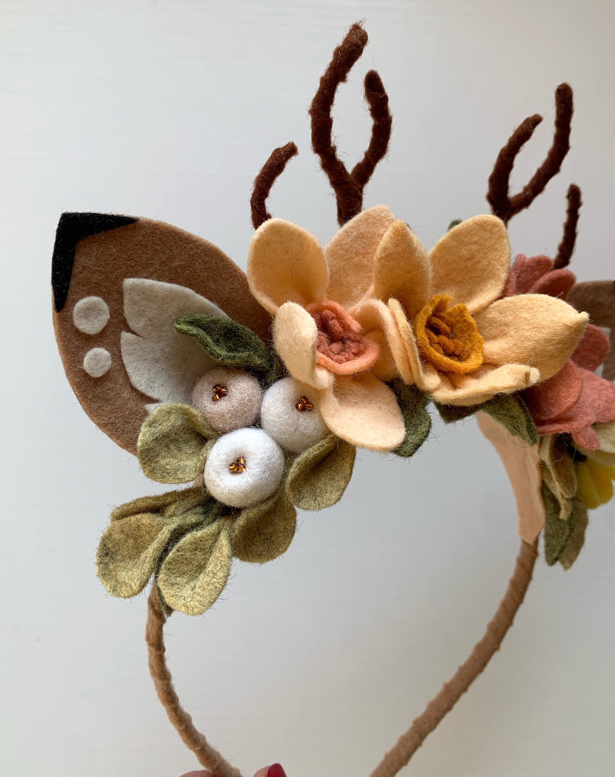 Fawn Ears Flower Crown Headband: Deer Antler Floral Headpiece - Etsy