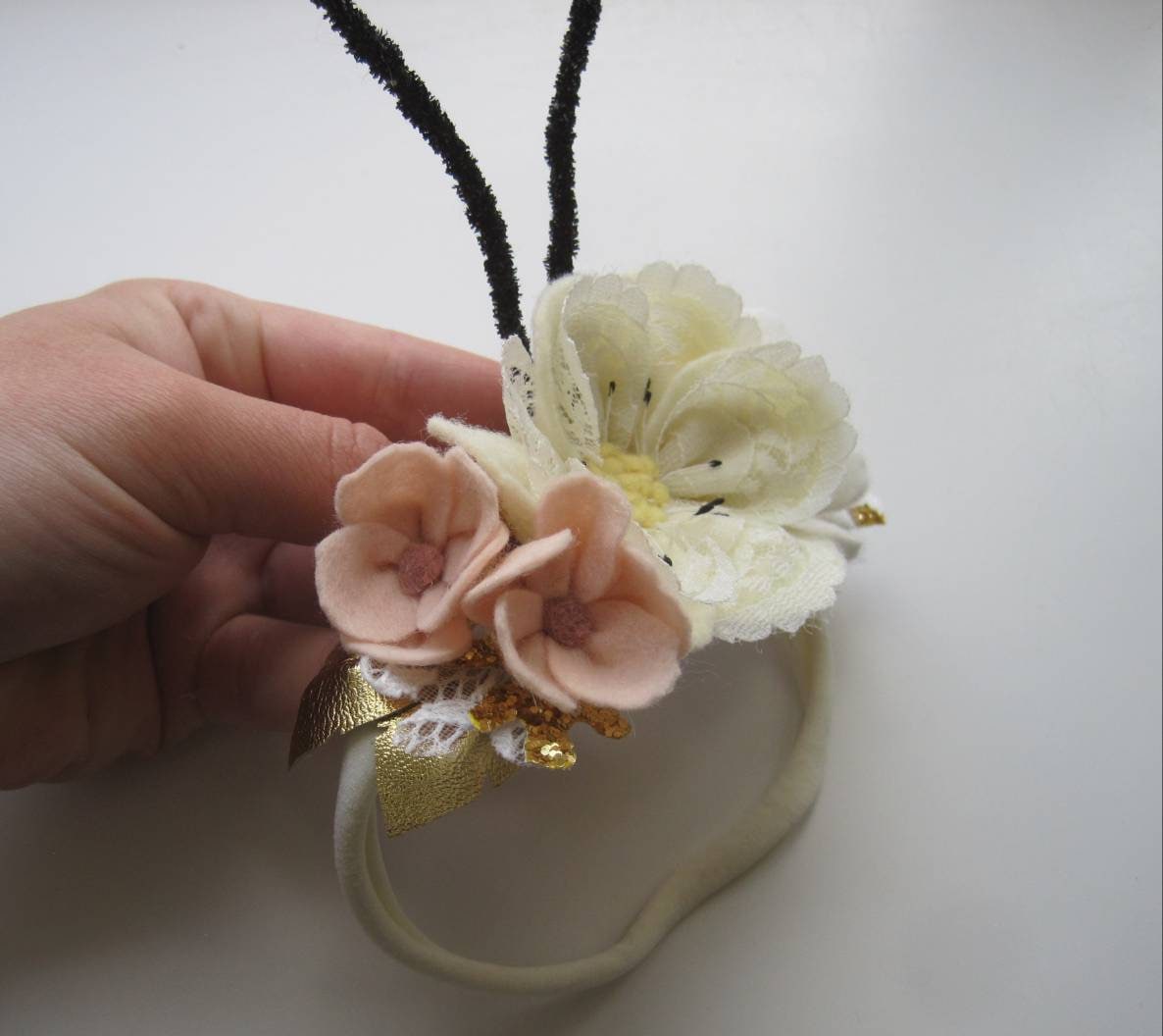 First Bee Birthday Flower Crown Lace Bumble Bee Headband Paler | Etsy