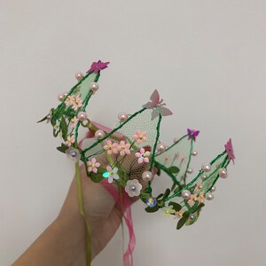 Fairy Princess Crown With Pink White Flowers Fairy Garden Birthday ...